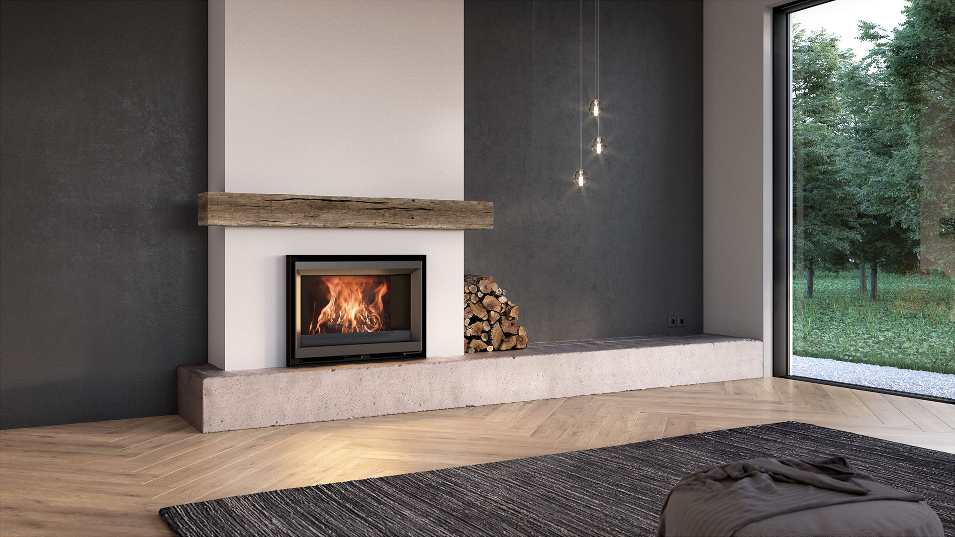 Insert feu de bois - infini photo